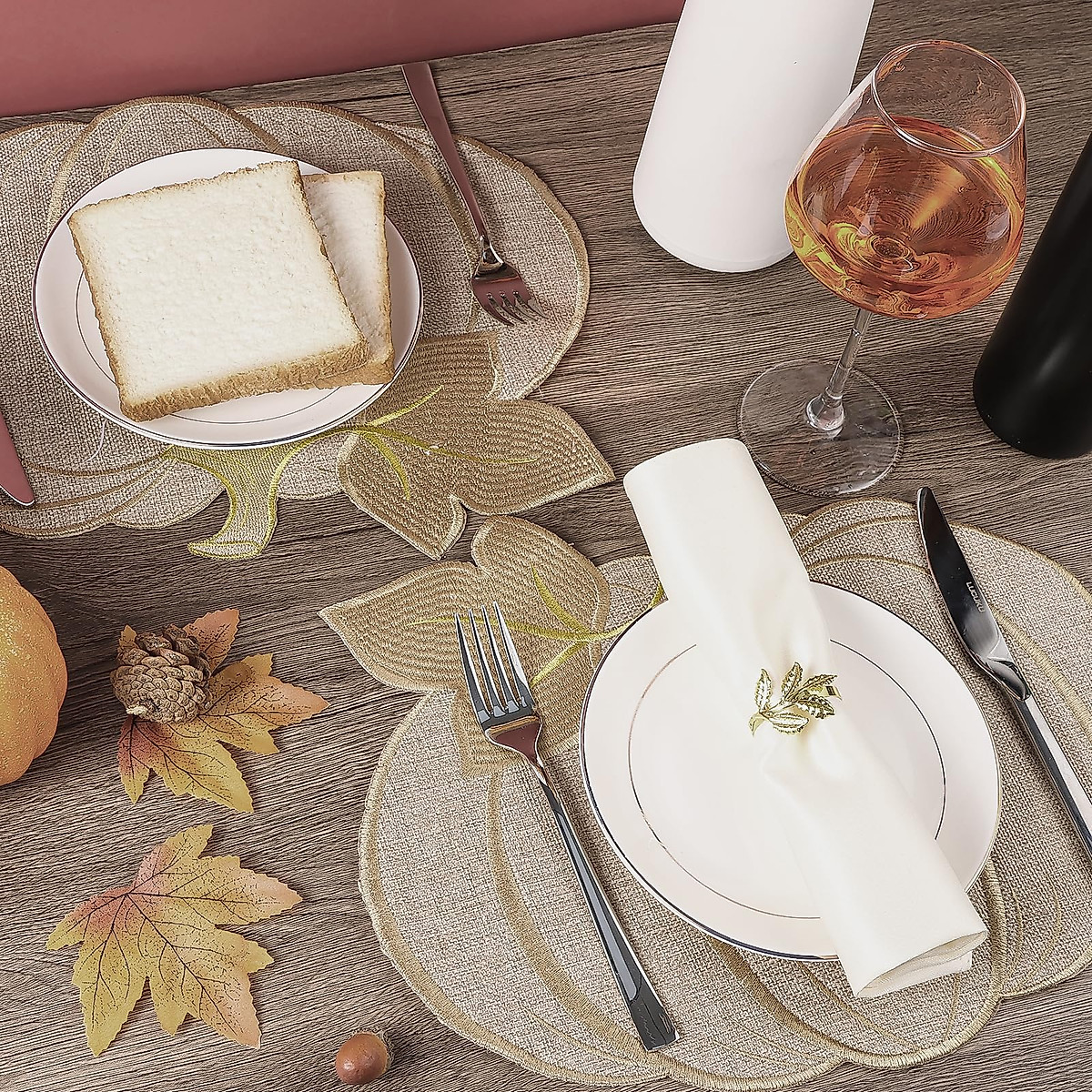 Fall Thanksgiving Pumpkin Placemats Set of 6 Fall Autumn Table Decorations Indoor Farmhouse Harvest Pumpkins Table Round Placemats for Party Kitchen Dinning