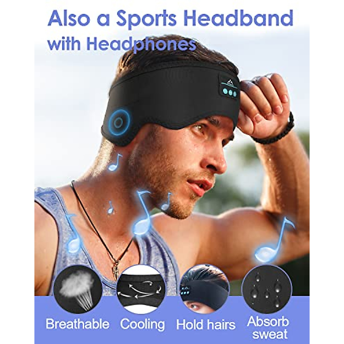 Sleep Headphones Bluetooth Headband Sleeping Headphones Headband 10Hrs Wireless Music Eye Mask with Comfortable Earbuds for Side Sleepers, Women Men Tech Gift for Birthday Christmas Stocking Stuffers