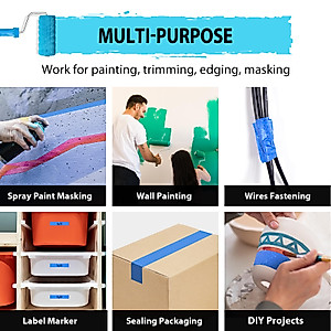 360Tronics Blue Painters Tape Multi-Surface 2 Inch x 60 Yards, Professional Painters Choice Masking Tape, Residue Free Paint Tape Rolls for Protects Surfaces, Spray Paint, 1-Pack