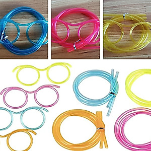 Flexible Soft Silly Straws, 8PCS Drinking Straw Eye Glasses, Silly Straw Glasses drinking Tube for Kids Party, Birthday, Fun Party