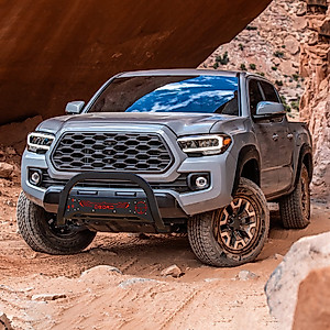 oEdRo Paintable Bull Bar Fits 2016-2023 Toyota Tacoma, Truck Brush Guard, Front Bumper Push Bar w/Grille Skid Plate Light Mount