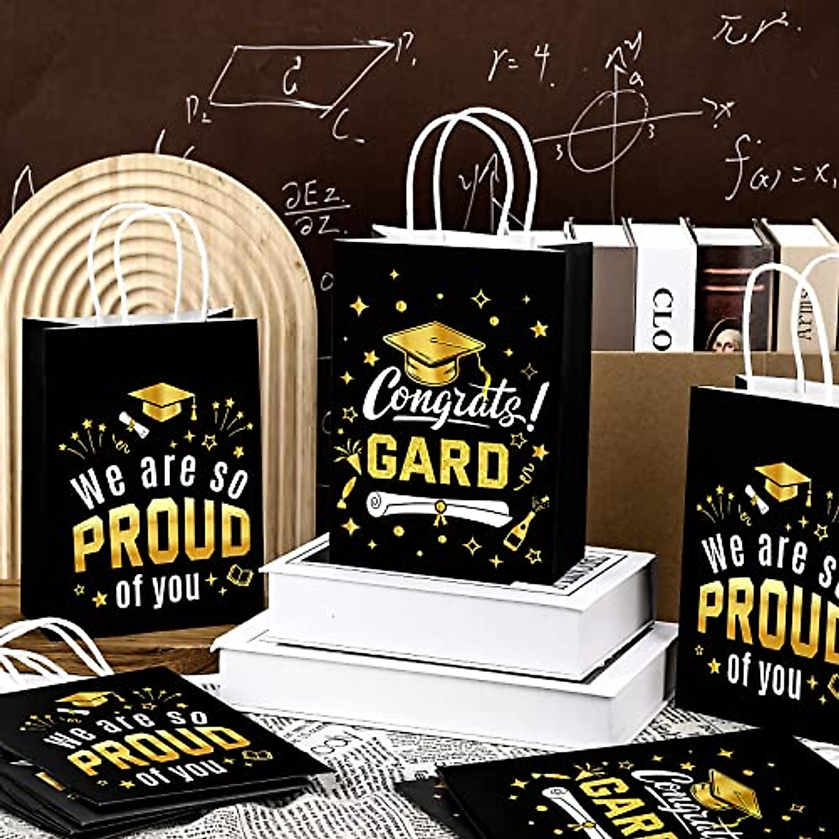 50 Pcs Graduation Gift Bag 2023 Graduation Party Gift Bag with Handles 5.9x2.8x7.5 in Congrats Grad Bag Bulk Graduation Party Favor Gift Wrapping Bag Candy Treat Paper Goody Bag for Graduation Supply
