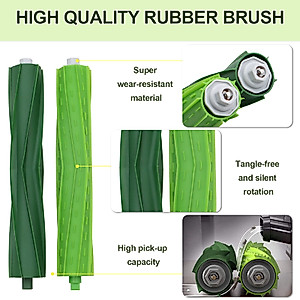 ZOCONE Replacement Parts accessories Compatible for iRobot Roomba E I & J Series E5 E6 E7 i7 i7+ i6 i6+ i4 i4+ i3 i3+ i2 i1 i1+, 1 Set Multi-Surface Rubber Brush, 5 Side Brushes and 5 HEPA Filters