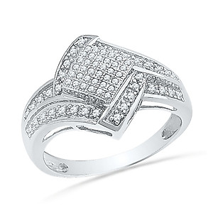 DGOLD Sterling Silver Round Diamond Sqaure Fashion Ring (1/4 Cttw)