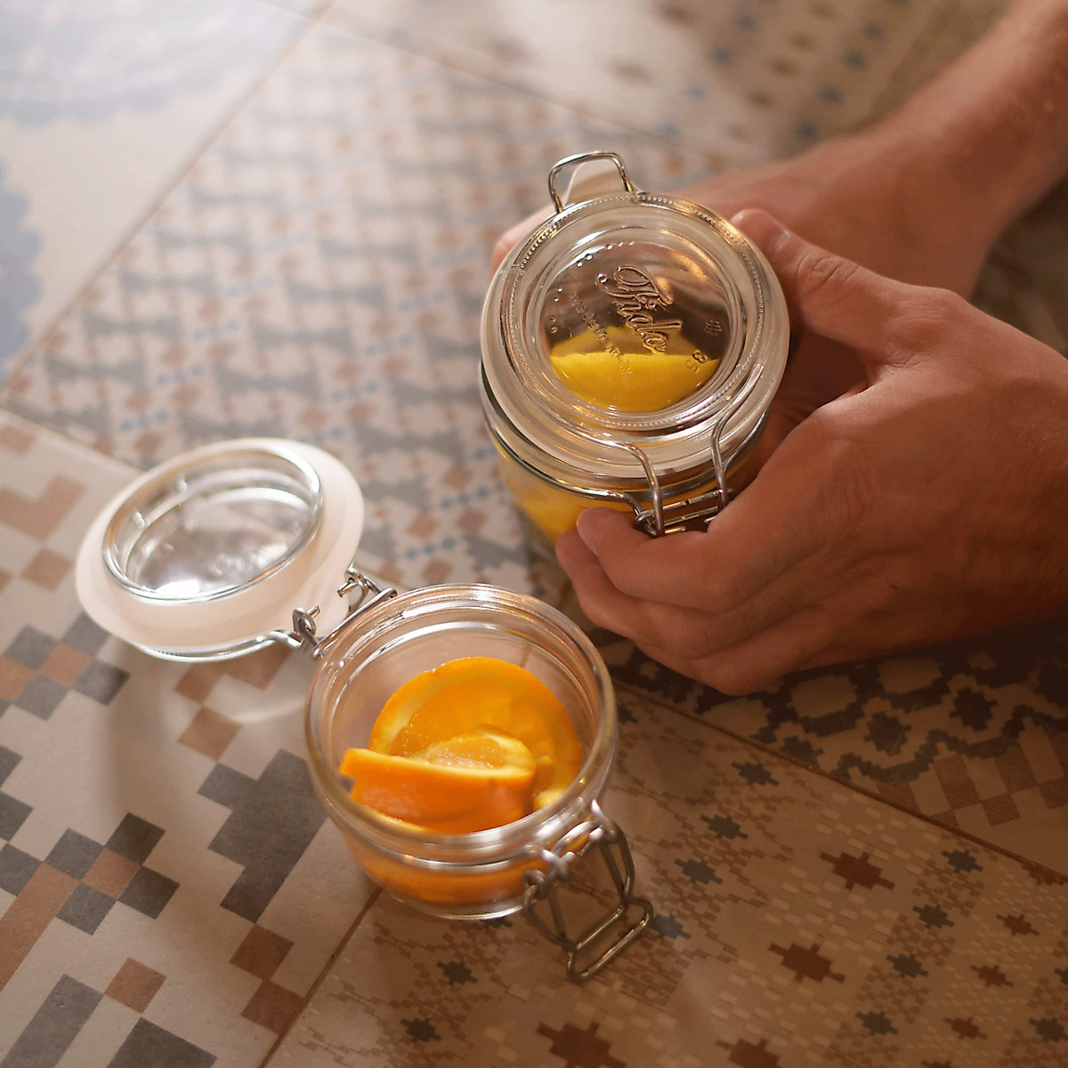 Bormioli Rocco - Food Storage Container - Glass Fido Jars - Hermetic Sealed Hinged Airtight Lid for Fermenting, With Paksh Chalkboard Labels 25 1/4 Ounce (.75 Liter)