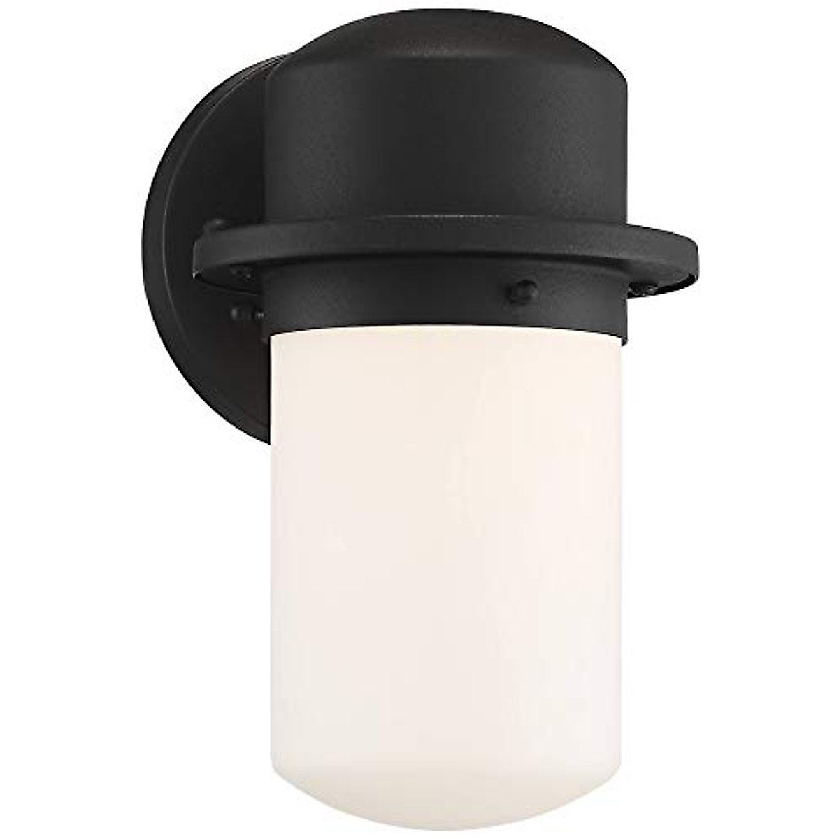 Possini Euro Design Mallow Modern Contemporary Outdoor Wall Light Fixture LED Textured Black 9 1/4" White Opal Glass for Exterior House Porch Patio Outside Deck Garage Yard Front Door Garden Home