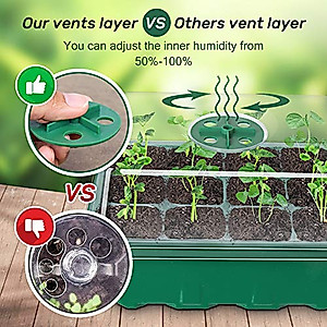 Bonviee 10 Packs Seed Starter Tray Seedling Tray (12 Cells Per Tray) Humidity Adjustable Plant Starter Kit with Dome and Base Greenhouse Grow Trays for Seeds Growing Starting