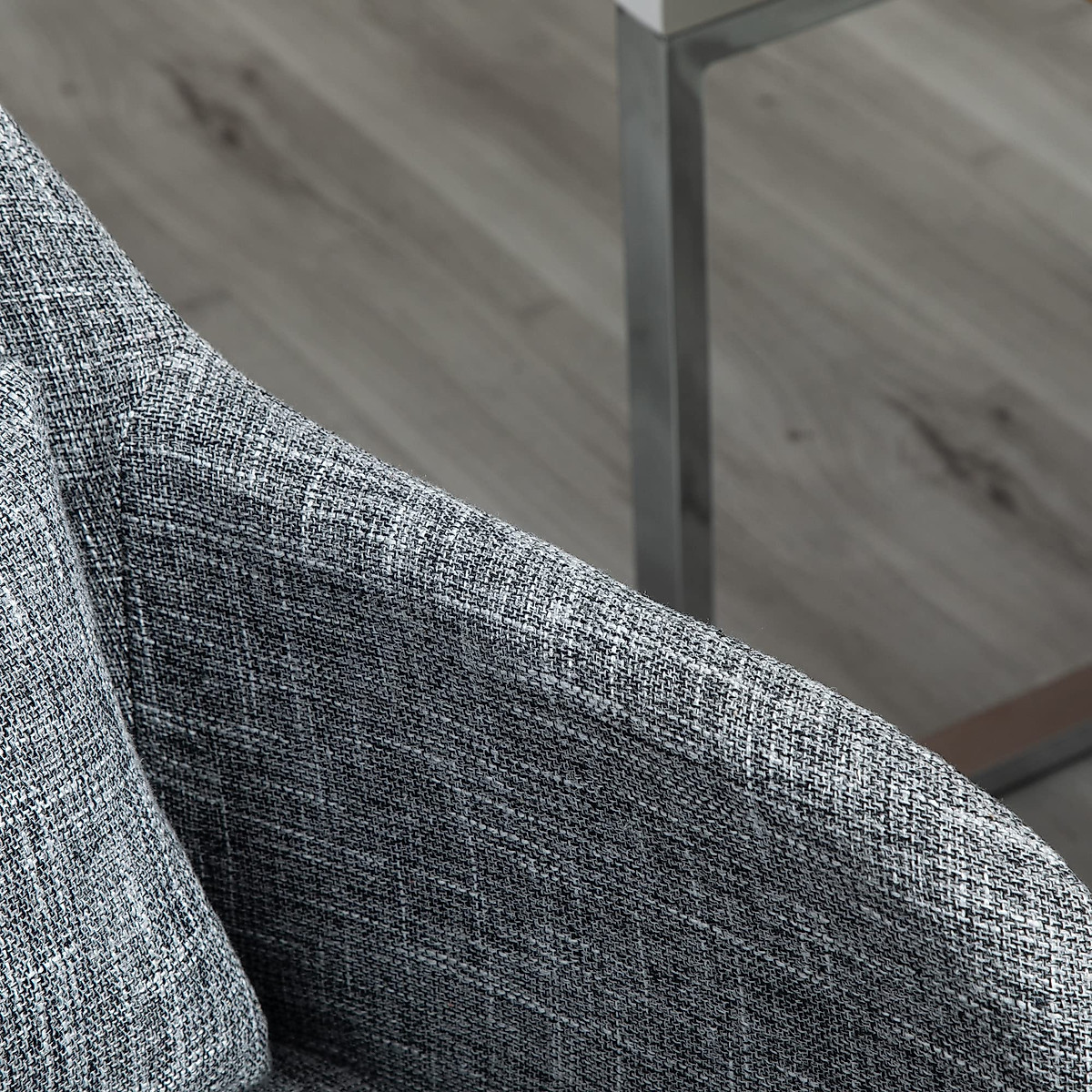 Vinsetto Office Chair, Lumbar Massage Desk Chair with Barrel Chair Armrests, USB Powered Massage, Mid-Back, 360 Swivel, Throw Pillow, Adjustable Height, Gray