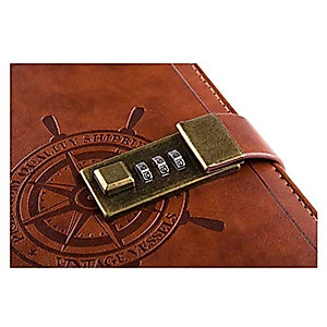 Journal B6 Notebook Creative Password Lock Journal PU Leather Combination Lock Diary Digital Password Locking Journal Diary Portable (Color : White)