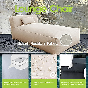 OPEAK Patio Furniture Set Bean Bag Chaise Lounge Chair Patio Daybed Furniture Outdoor Sofa Couch Pool Lounge Chairs High Density Foam Filling Modern Comfy Patio Couch (Light Beige)