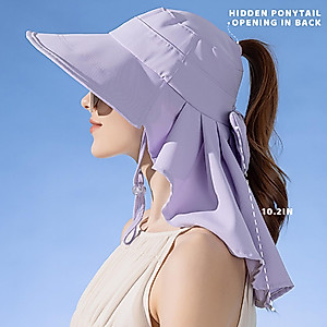 Chasenew Women's Sun Hat UV Protection Foldable Waterproof Wide Brim Bucket Hats with Neck Flap for Summer Beach Fishing Hiking Beige