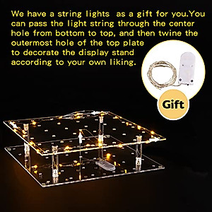 Acrylic Cake Pop Display Stand, ANMEISH 36 Hole Clear Lollipop Holder with LED String Lights, Ideal for Weddings Baby Showers Birthday Party Anniversaries Holiday Candy Decorative (Yellow Light)