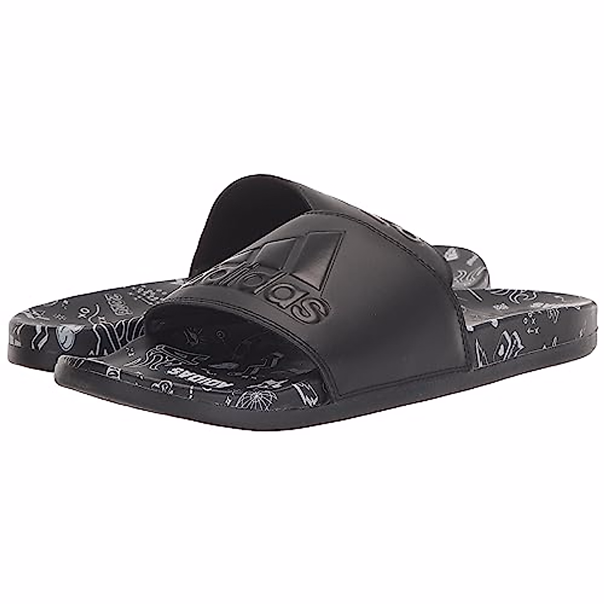 adidas Unisex Adilette Comfort Slide Sandal, Core Black/Core Black/White, 6 US Men