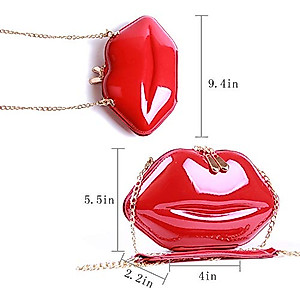 SUKUTU Patent Leather Lip Purse Box Clutch Lip Shaped Party Prom Unique Design Purses Womens Evening Clutch for Teen Girls