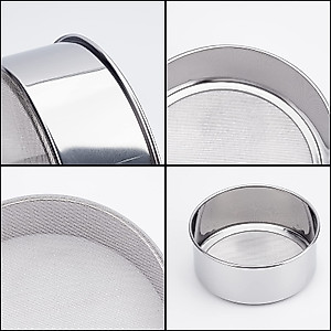 OLYCRAFT 3Pcs 201 Stainless Steel Lab Sieves #40 Mesh Wire Mesh Sieves 4"/4.8"/6" diameter Economy Test Sieves for Science Laboratories