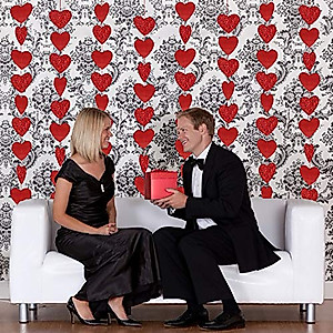 8 Packs Red Glitter Heart Garland- NO DIY - Heart Garland Decorations - Valentines Day Red Heart Hanging String Garland - Valentines Day Decorations - Valentine's Day Party Decorations Supplies