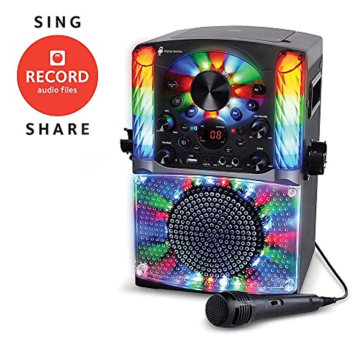 Singing Machine SML625BTBKD Karaoke Machine, Portable Bluetooth CD+G Karaoke System, Black