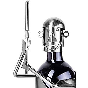 BRUBAKER Wine Bottle Holder 'Baseball' - Metal Sculpture - Wine Rack Decor - Tabletop - Greeting Card