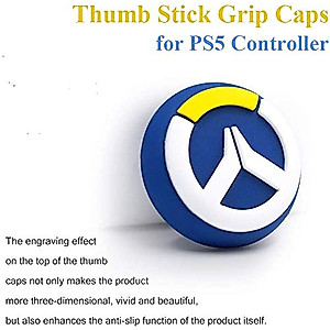 2Pcs Analog Thumb Grip Stick Cover, Dualsense Wireless Controllers Game Remote Joystick Cap, Fantastic Non-Slip Silicone Handle Protection Cover for PS5/PS4/Xbox one/360/NS PRO (Overwatch)