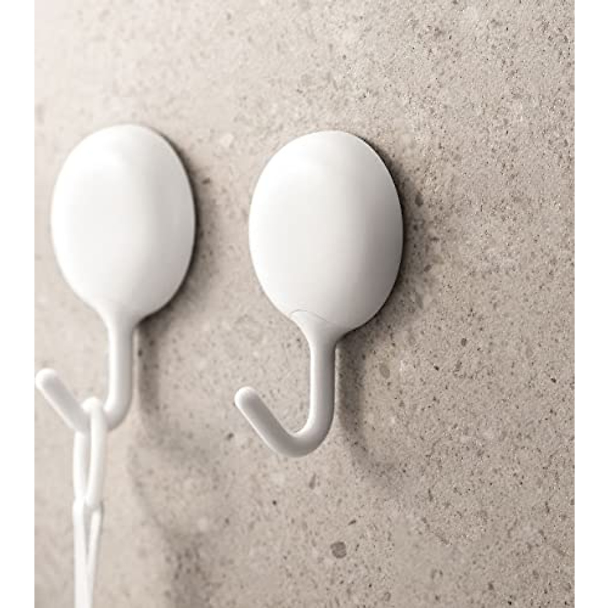 JULAHE Adhesive Wall Hooks for Hanging Towel Coat Hat Key Stylish Pebble Shape Utility Hook for Kitchen Bathroom No Drill Stick on Smooth Surface Ornament Hooks 4 Pack White