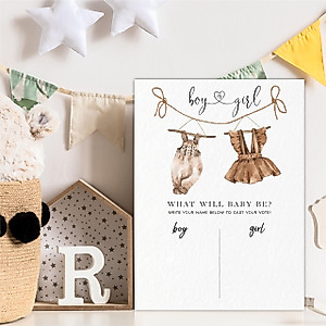 11"X 15" Gender Reveal Signature Voting Self-Standing Sign, Retro Baby Clothes, What Will Baby Be? Guess He Or She Game For Baby Shower Party, Party Favor & Decoration-A04