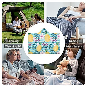 TaoYTao 60"x80" Women Summer Pineapple Fruit Pattern Blanket Hoodie, Foldable Wearable Funny Hooded Blanket Robe Cloak, Christmas Birthday Gifts Anniversary For Wife Girlfriend Women