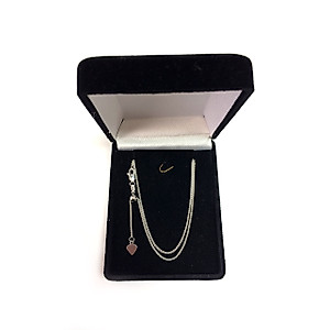 Jewelry Affairs 14k White Real Gold Adjustable Wheat Chain Necklace, 1.0mm, 22"