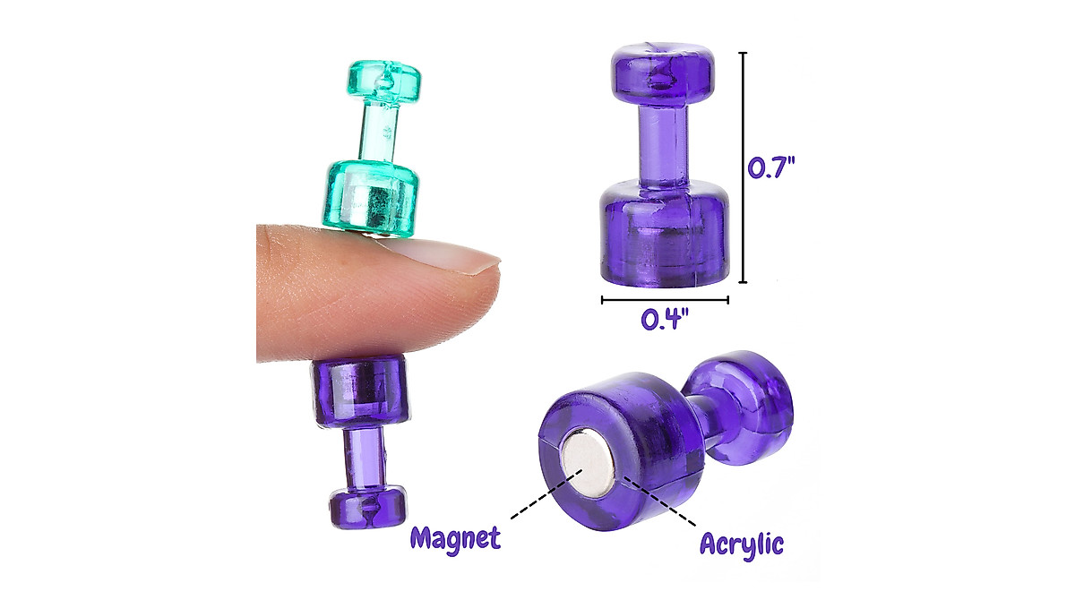 Magnetic Push Pins - Bright & Durable 12 Pack