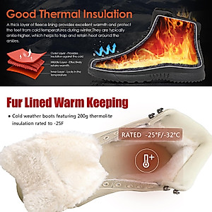 ulogu Snow Boots Women Waterproof Insulated White Duck Boots with Fur Lined Warm Ankle Booties Lightweight Comfortable Winter Shoes Zapatos Botas Invierno Para Mujeres size 6