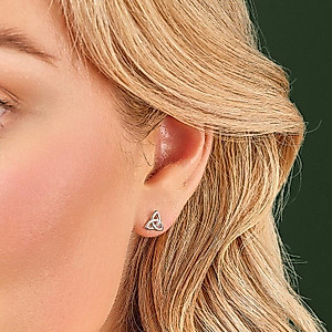 Biddy Murphy, Traditional Irish Trinity Knot Earrings for Women, 925 Sterling Silver Stud, Classic Celtic Jewelry Made in Ireland by Artisan Jewelers, 3/8" Inch