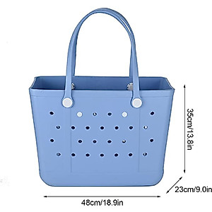 angilifan X Large Rubber Waterproof Beach Tote Bag, Durable Open Tote Travel Bag, Washable Anti-Tip Durable Beach Storage Basket Hole Open Tote Bag for Gym Beach Pool Travel