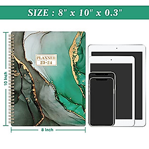 Planner 2023-2024 - Jul.2023 - Jun.2024, 2023-2024 Planner, Academic Planner 2023-2024, 2023-2024 Planner Weekly & Monthly with Tabs, 8" x 10", Flexible Cover, Thick Paper, Twin-Wire Binding, Perfect Daily Organizer - Black-Green Gilding