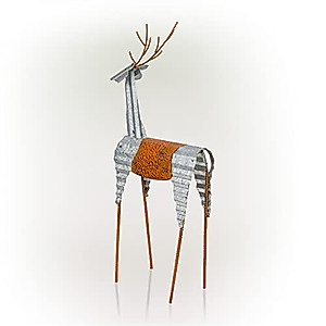 Alpine Corporation JUM324 Alpine Sheet Metal Reindeer, Outdoor Festive Decoration for Garden, Lawn, Yard Holiday décor, 30