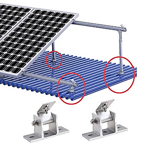 Copgge Adjustable Solar Panel Tilt Mount Bracket Solar Panel Roof Mount Stand RV Solar Panel Mounts Clamp Tilt Angle 10°-60° Individually Flat Roof Mount Holder for Solar Panel 400 W, 500 W (4)