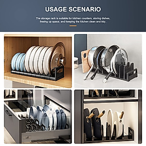 Maypott Dish Organizer Rack for Cabinet, Adjustable Plate Holder Small Dish Drying Racks, Under Sink Storage Countertop Mount with Removable Slots