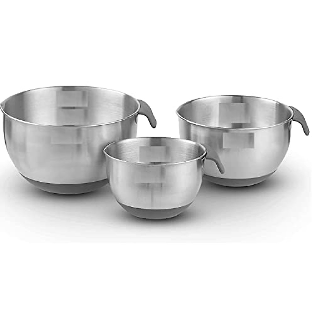 Kansara Stainless Steel Mixing Bowls, Non slip silicone base bowls with Handle, Mixing Bowl Set with Pour Spouts & Measurement Marks, Home Essentials Cooking Bowls (Size: 1QT, 2.5QT, 4QT) Red Color