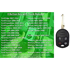 Simple Key Programmer Bundle with Key(s) & Cable - Designed for Ford, Lincoln, Mercury, Mazda Vehicles: Program Key Yourself (1 Key, 4 Button Key: Trunk Release, Lock, Unlock, Panic)