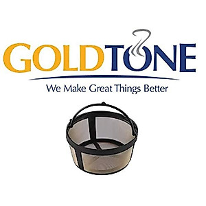 GoldTone Basket Replacement Mesh Bottom Reusable Coffee Filter, 1 Pack, Black/Gold