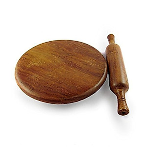 Wooden Chakla,Serving Board, Round Chapati Chakla, Perfect for Making Chappati at Home, Wooden Roti/Chapati Maker, Wood Rolling Board and Rolling Pin Set (Chakla Belan)