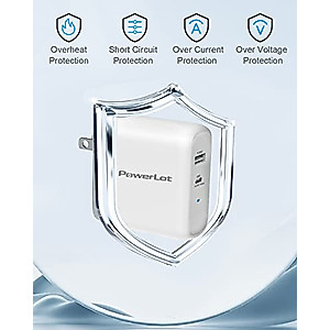 USB C Charger, PowerLot 68W 2 Port GaN PD& QC USB-C Power Adapter, 60W USB C Wall Charger for MacBook Pro, iPad pro Charger Block, 18W USB A Fast Charger for iPhone 12 Pro Max/ 11 Pro Max/iPad Air