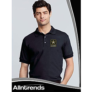 ALLNTRENDS Men's Polo T Shirt US Army Embroidered Military USA Army (L, Forest Green)