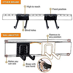 Wallmaster 15 PCS Tool Storage Rack Garage Storage Wall Mount & Garage Storage 5 Bicycles Hooks 3 Rails
