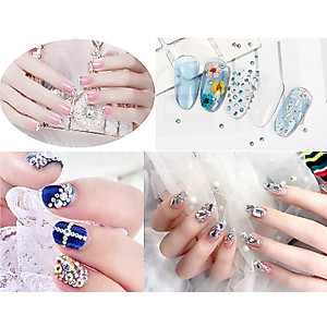 2-Box Massive Beads 8000pcs 6Sizes Nail Art Flatback Glasses Rhinestones Crystal for DIY Project with Tweezers and Picking Pen for Nail Art, Face Art, Manicure (Crystal AB, 6 Sizes)