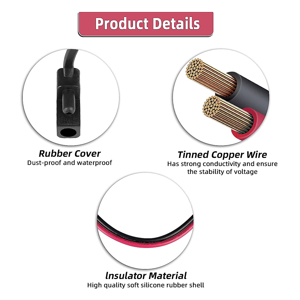 Vemote Solar Panel Connector to SAE Adapter Cable, 30A IP68 Waterproof PV Extension Wire with SAE Polarity Reverse Adapter 10AWG for Rv Caravan Solar Panels Battery Charger