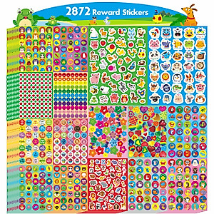 6844 PCS Incentive Stickers, 64 Sheets Round Encouragement Stickers, Animals Donuts Cupcakes Stars Hearts Motivational Teacher Classroom Reward Gifts Encourage Kids to Do Chores Go to The Toilet