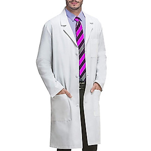 VOGRYE Professional Lab Coat for Men Women Long Sleeve, White, Unisex M