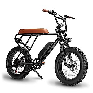 Fat Tire Electric Bike, 500W Brushless Motor, 48V/13Ah Removable Lithium-Ion Battery, Shimano 6-Speed E-Bike, 40 Miles Range, 4'' Wide Tires, Mini Swell Electric Bike for Adults