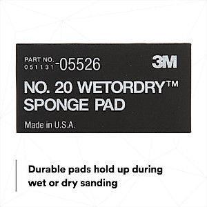 3M Wetordry Sponge Pad 20, 05526, 5 1/2 x 2-3/4 in x 3/8 in , Black