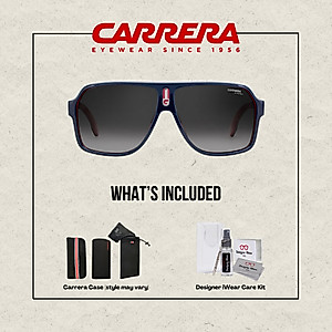 Carrera CA1001/S 08RU/9O 62M Blue Red/Dark Gray Gradient Plastic Aviator Sunglasses For Men For Women + BUNDLE with Designer iWear Eyewear Kit