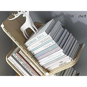 VERAMY 9 Tier Tall Bookshelf Tree Bookshelf with Drawer Corner Bookshelf Floor Standing Bookcase Large Capacity Bookshelf Utility Organizer Shelves for Living Room Bedroom